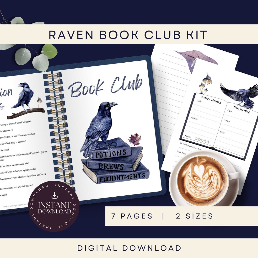Raven Book Club Planner, Book Club Discussion, Book Review, Reading ...
