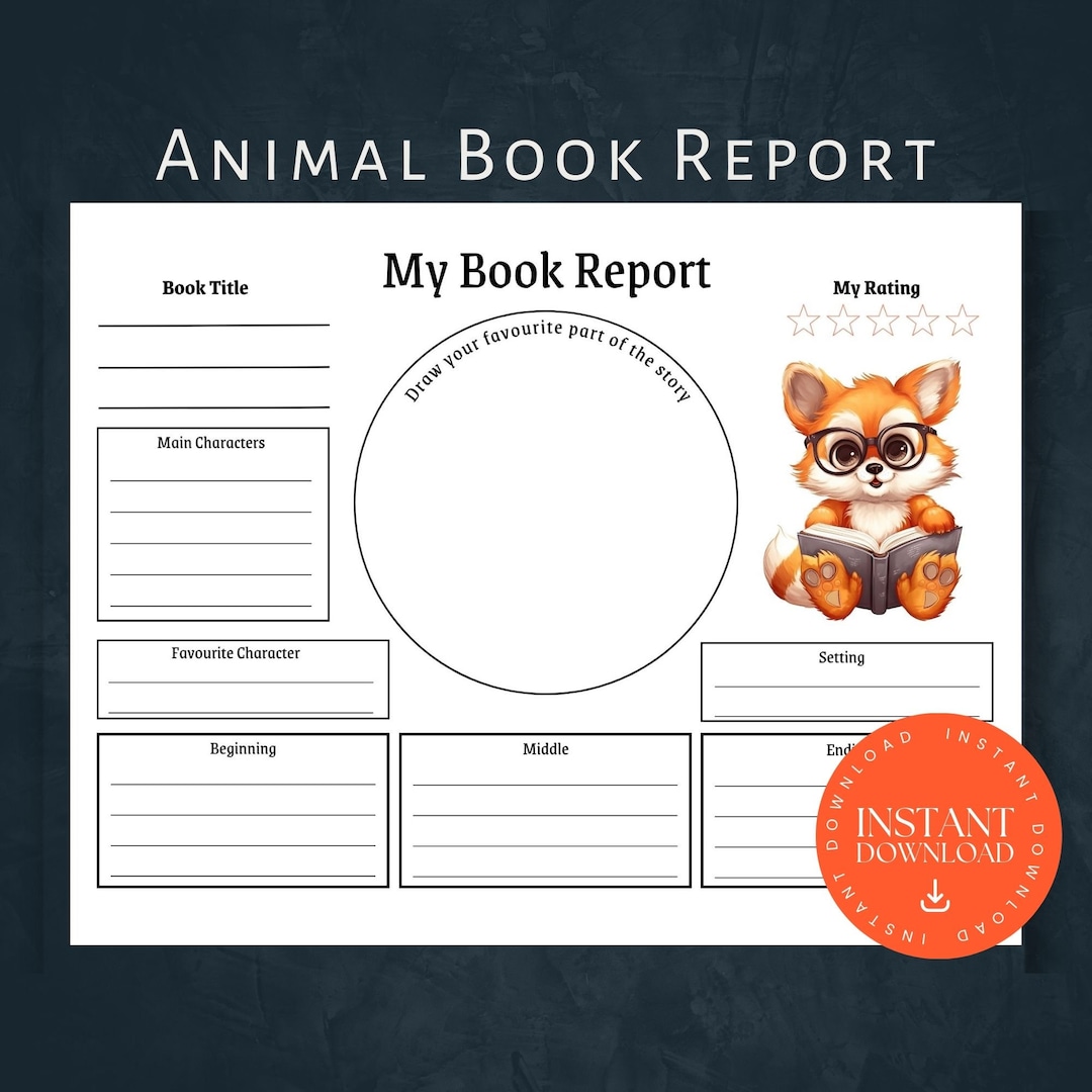 Animal Printable Book Report, INSTANT DOWNLOAD, Printable Activity ...