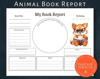 Printable Book Report, INSTANT DOWNLOAD, Printable Activity, Book ...