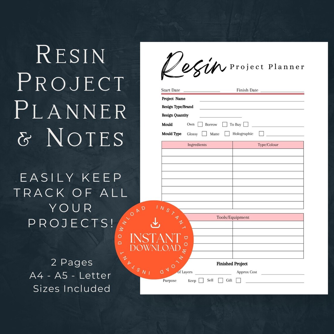 Resin Project Printable Resin Planner PDF Resin Printable - Etsy