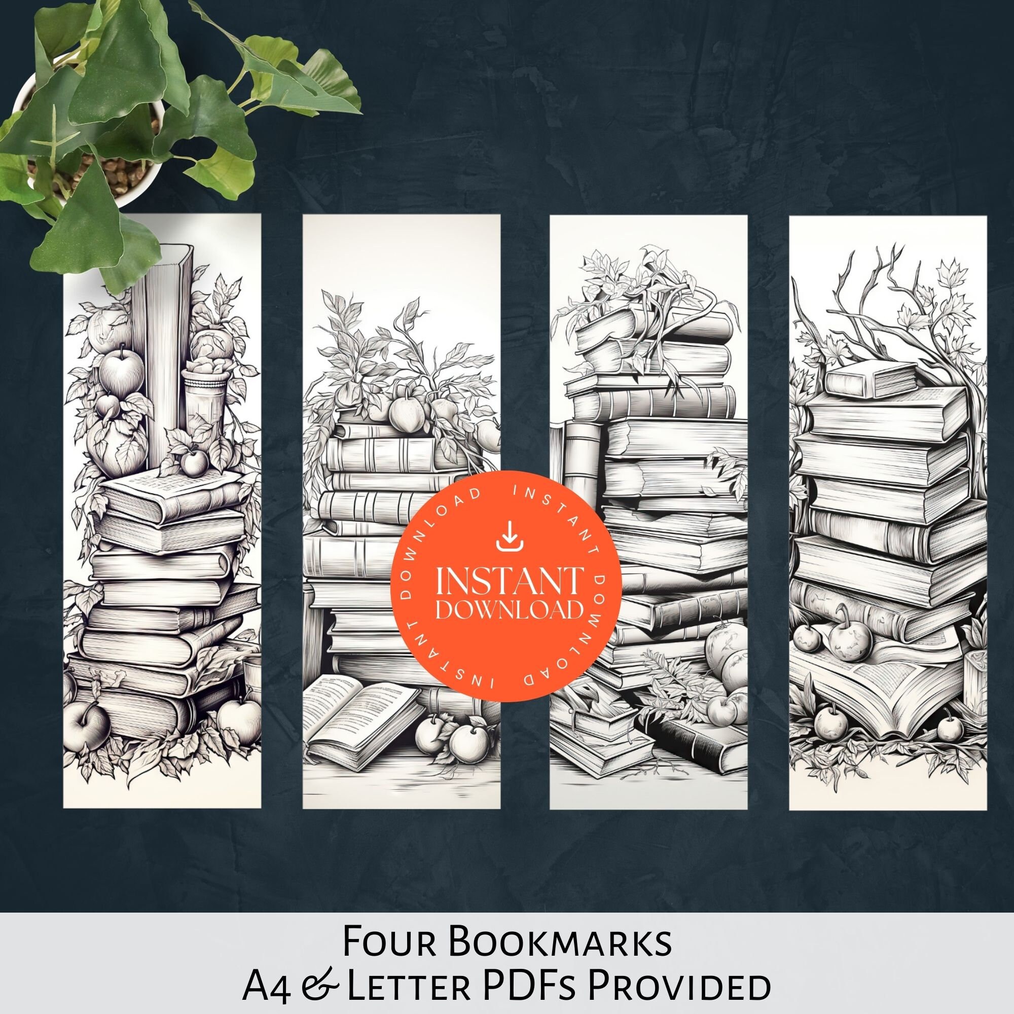 Colour in Book Pile Bookmarks, INSTANT DOWNLOAD, Coloring in Bookmarks ...