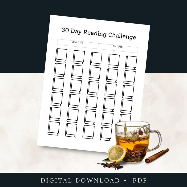 30 Book Challenge, INSTANT DOWNLOAD, Library Reading Log, Printable ...