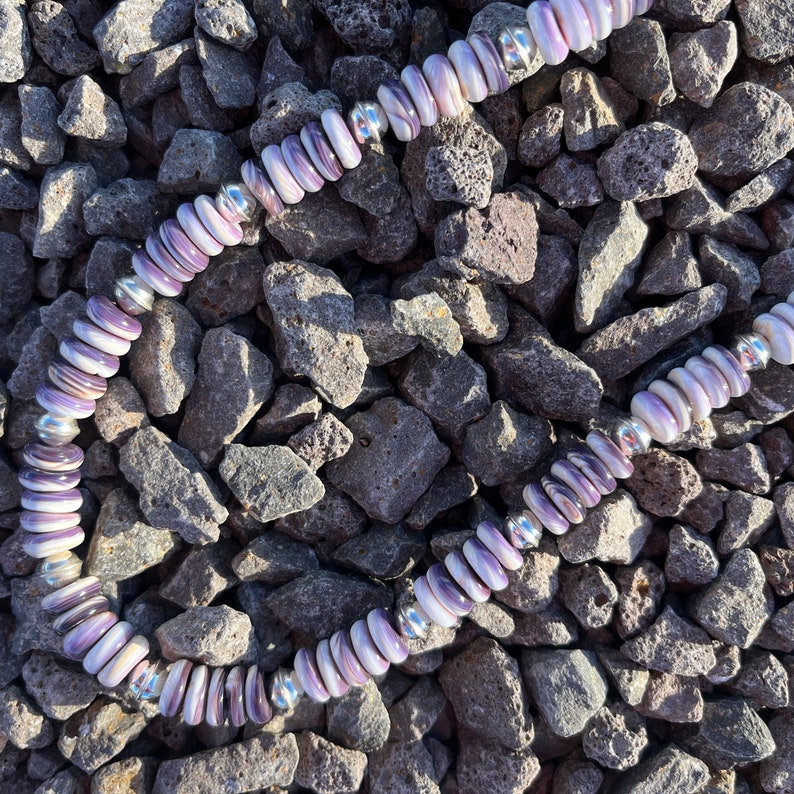 Wampum Shell and Sterling Silver Seamed Beaded Necklace - Etsy
