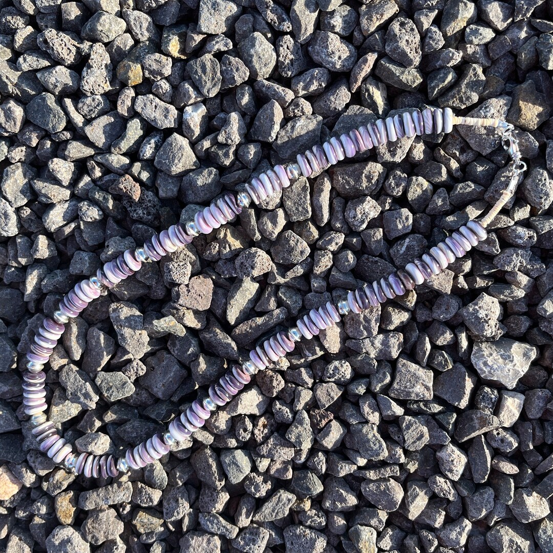 Wampum Shell and Sterling Silver Seamed Beaded Necklace - Etsy