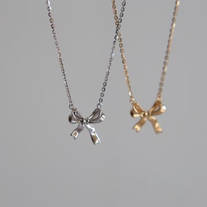 Dainty Delicate Ribbon Necklace in Gold and Silver Bow Tie - Etsy UK