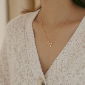 Dainty Delicate Ribbon Necklace in Gold and Silver Bow Tie - Etsy UK