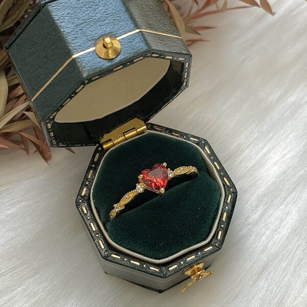 Ruby Heart Ring - Etsy