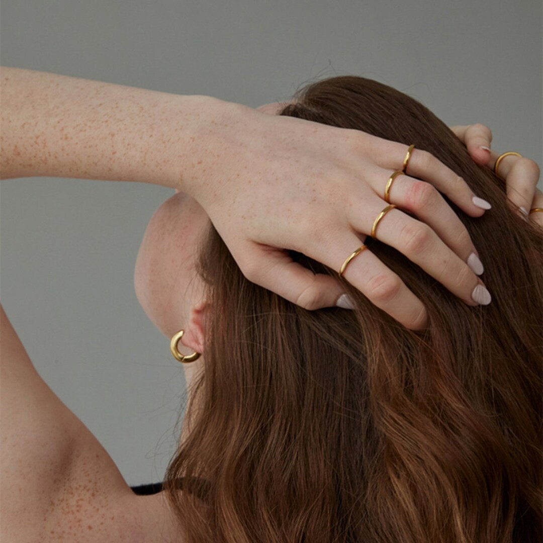 2mm Gold Band Ring, Gold Rings for Women, Gold Stacking Rings, Gold Simple Ring, Rose Gold Ring ...