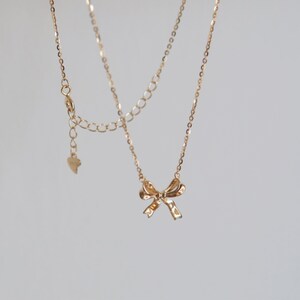 Dainty Delicate Ribbon Necklace in Gold and Silver Bow Tie - Etsy UK