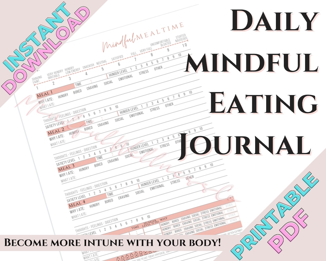 Mindful Eating Journal Printable | Intuitive Eating Workbook & Food ...
