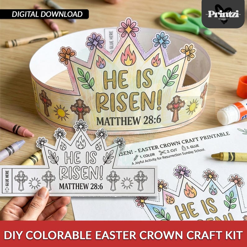 Easter Crown Craft for Kids | He Ss Risen Bible Verse | Resurrection ...