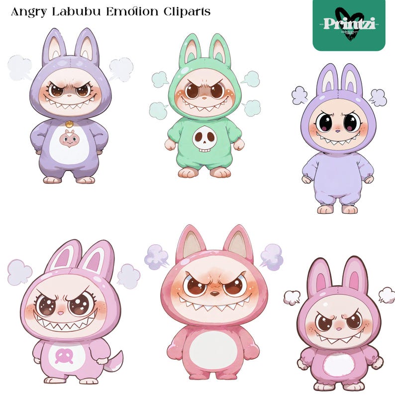Labubu Watercolor Clipart Bundle: Kawaii Chibi Monster Pngs (digital ...