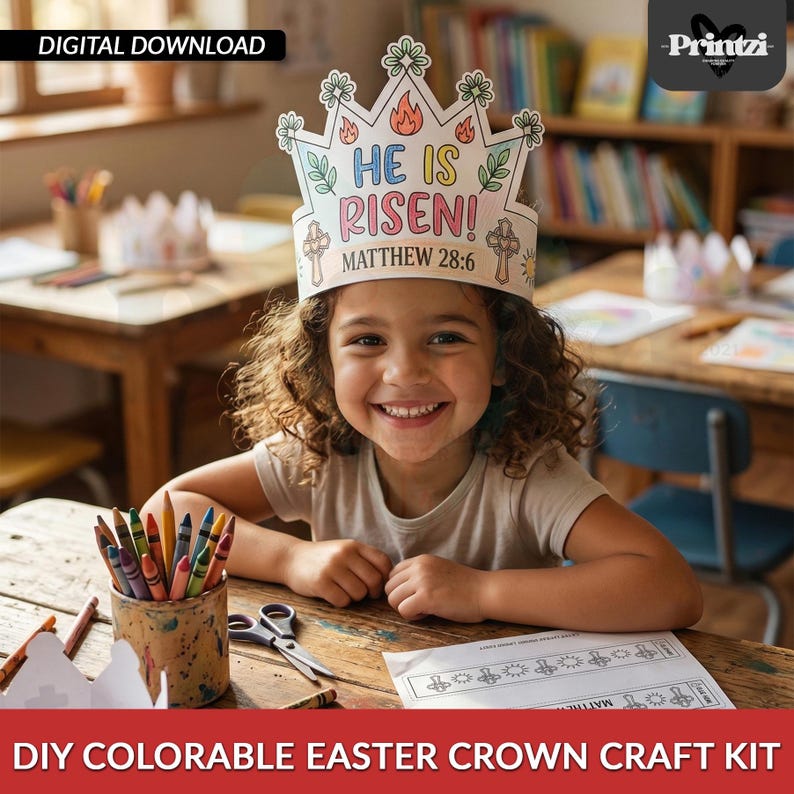 Easter Crown Craft for Kids | He Ss Risen Bible Verse | Resurrection ...