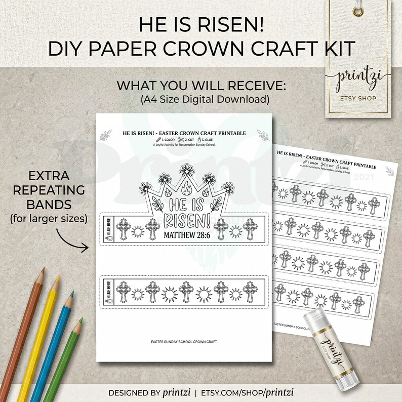Easter Crown Craft for Kids | He Ss Risen Bible Verse | Resurrection ...