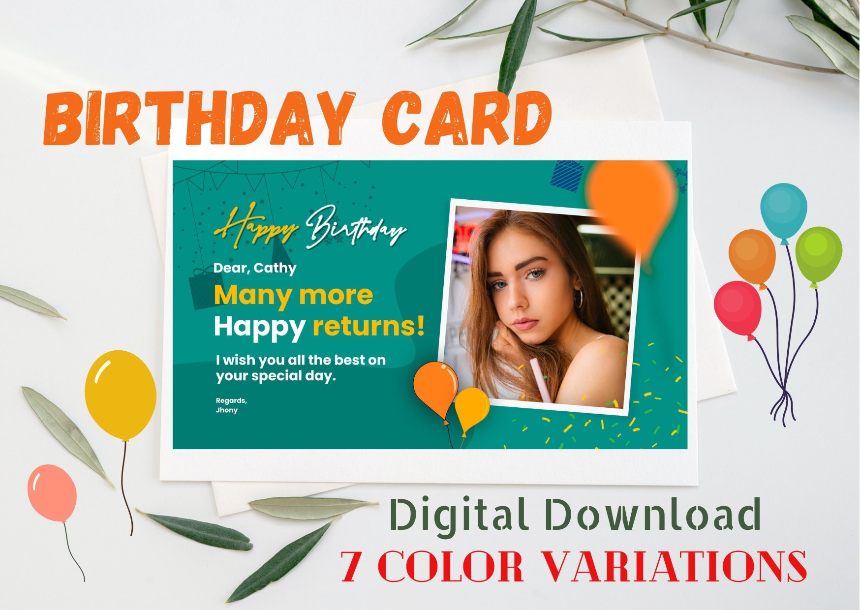 Printable Birthday Card Editable Happy Birthday Greeting - Etsy