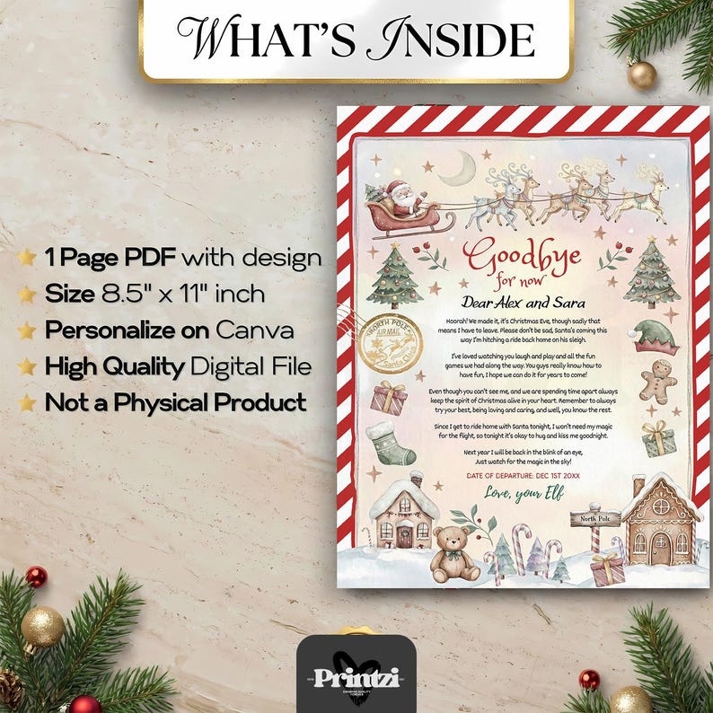 Editable Elf Goodbye Letter Elf Departure Letter Elf Farewell Letter ...