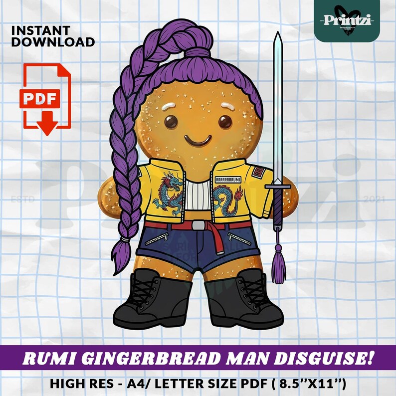 Rumi Gingerbread Man Disguise Printable, KPOP Demon Hunters Craft, Saja ...