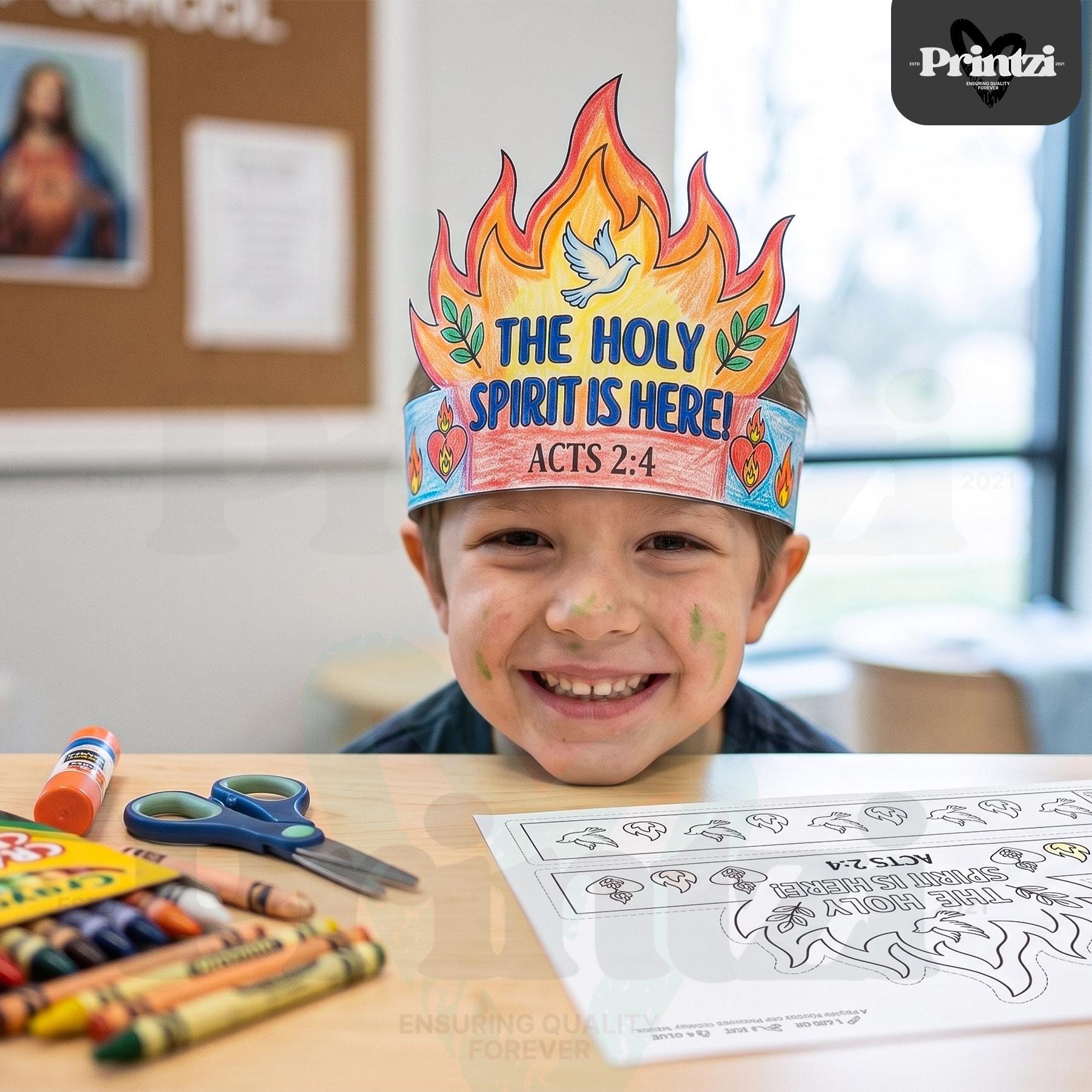 Pentecost Paper Crown Craft, Holy Spirit Sunday School Coloring ...