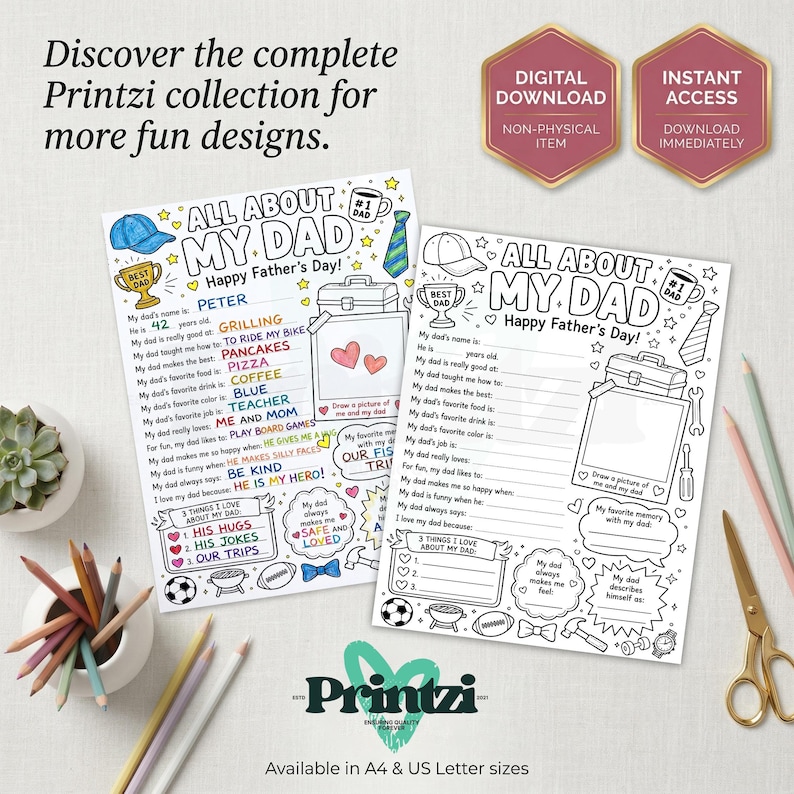 Father's Day Printable Questionnaire: All About My Dad Coloring Page ...