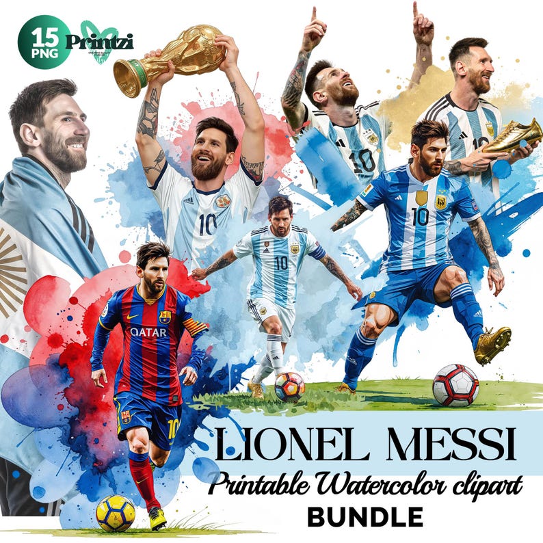 Lionel Messi Clipart Bundle: Soccer Star PNG Files (digital Download ...