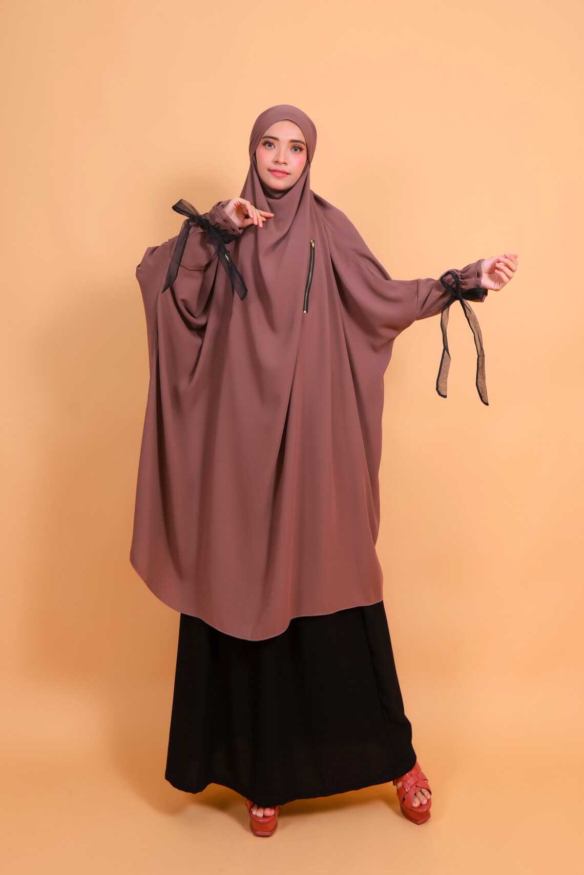 French Khimar, Khimar With Sleeves, Chiffon Khimar Jilbab Full Length ...