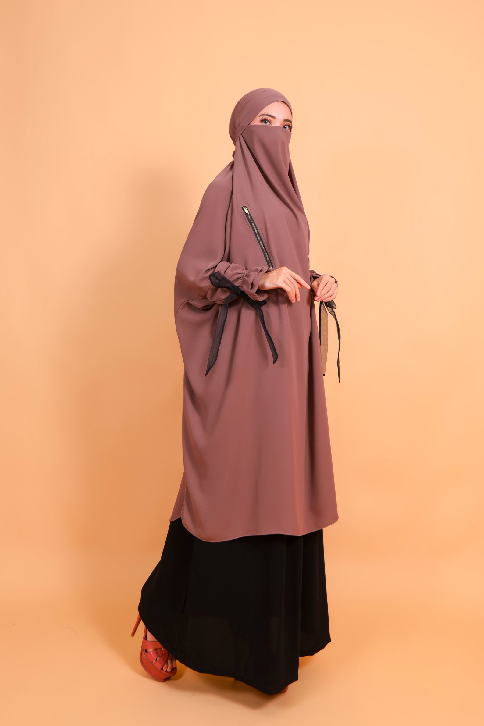 French Khimar, Khimar With Sleeves, Chiffon Khimar Jilbab Full Length ...