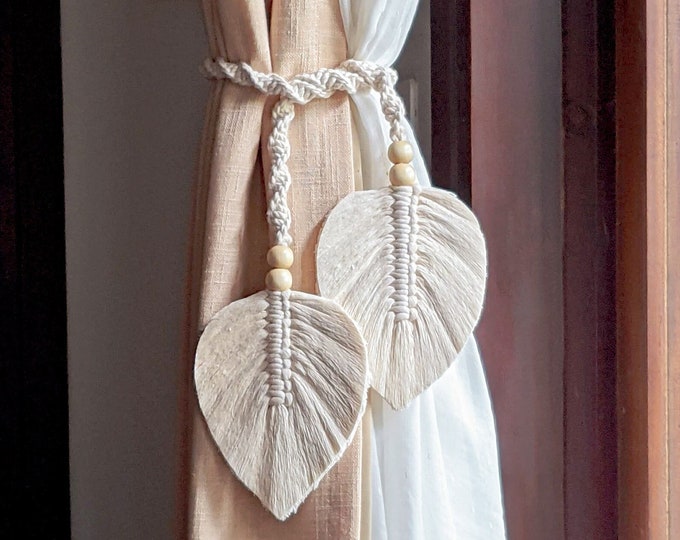 Macrame Leaf Macrame Curtain Tieback Macrame Feathers - Etsy