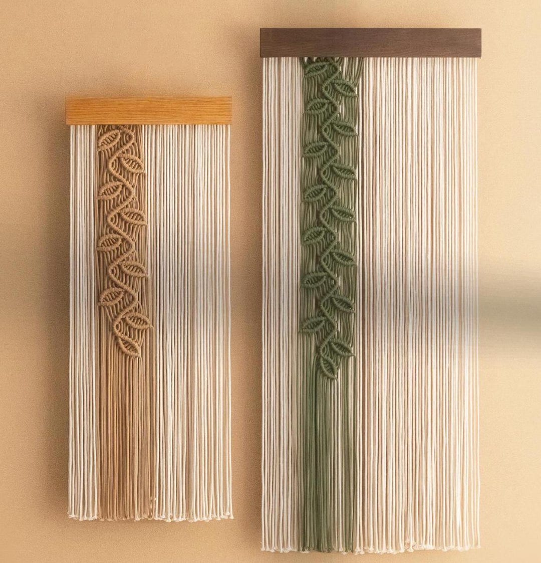 Modern Yarn Leaf Vine Wall Art, Macrame Leaf Wall Decor, Unique Fiber ...