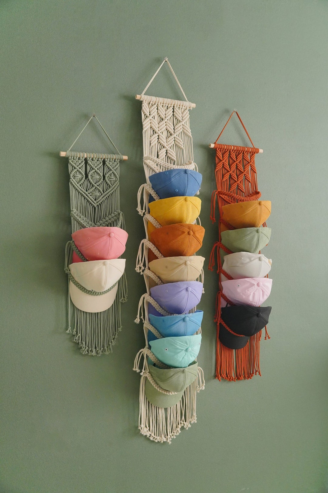 Macrame Cap Rack, Wall Hanging Rack, Gift for Him, Trucker Hat Rack ...