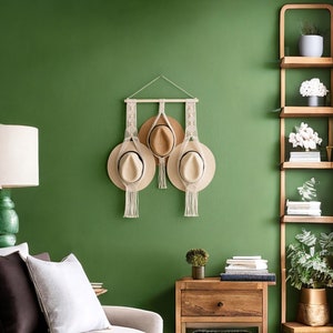 Boho Hat Holder, Boho Hat Decor, Macrame Hat Display, Macrame Hat Rack ...