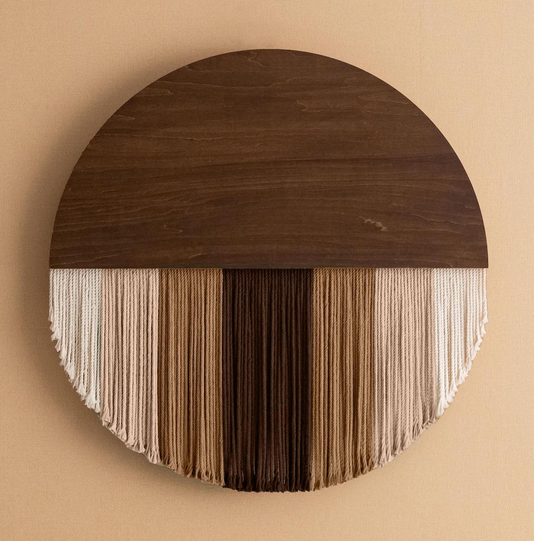 Round Fiber Wall Art for Modern Living Room, Yarn Art for Living Room ...
