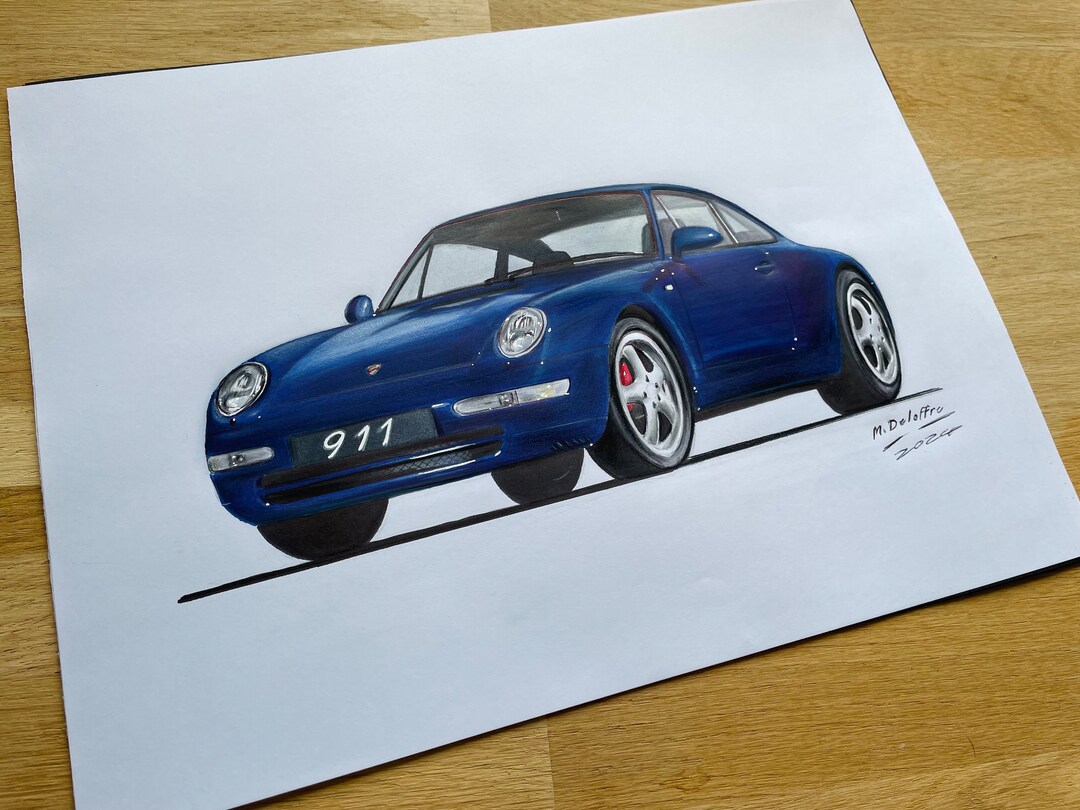 Porsche 911 Type 993, Handmade Drawing - Etsy