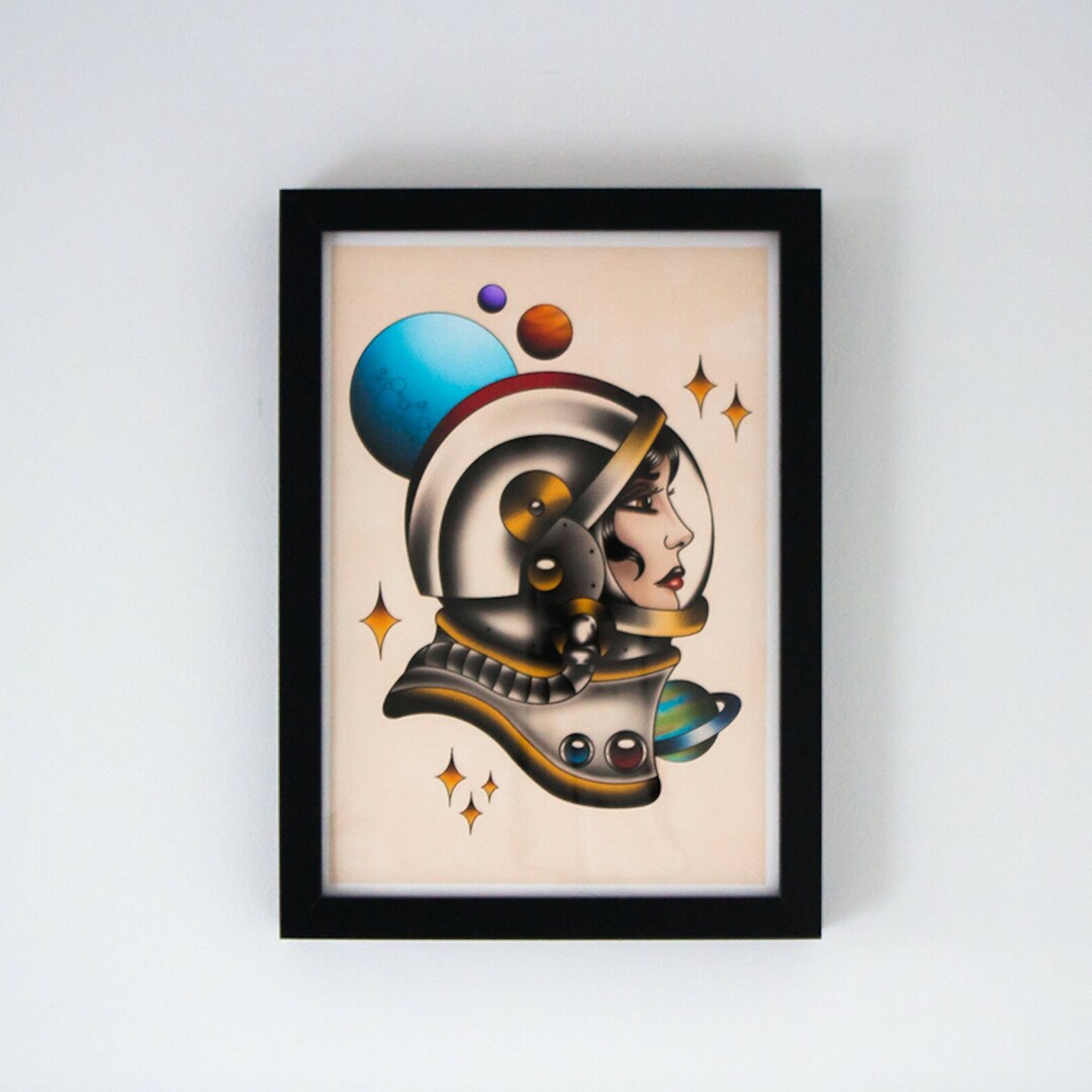 Astronaut Traditional Tattoo Flash Giclée Art Print - Etsy