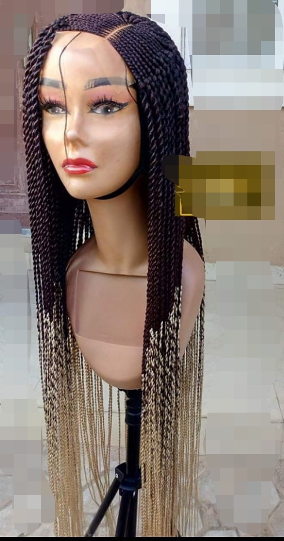 Braided Wig on Closure Frontal Lace Braids Black - Etsy