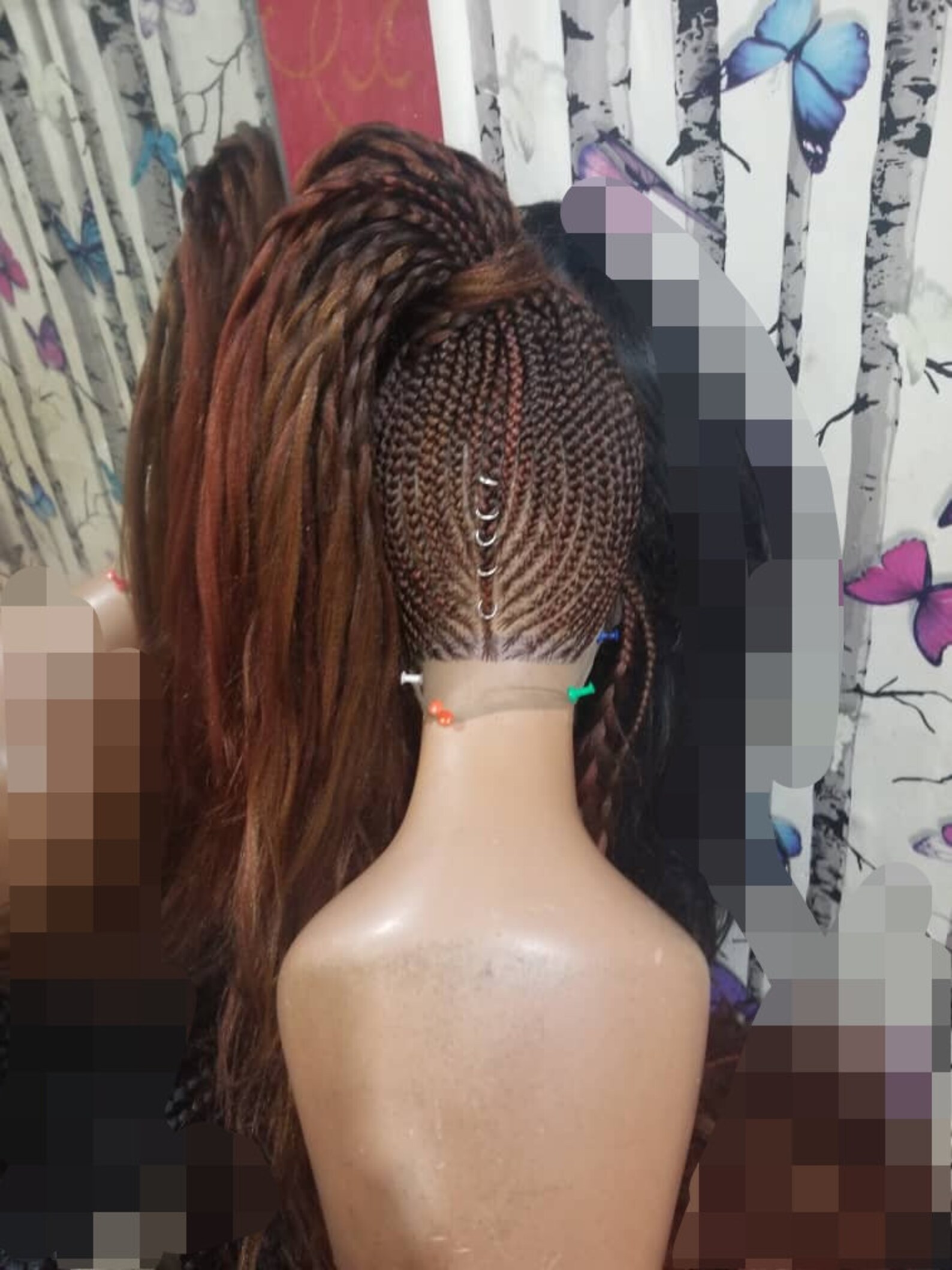 Braided Wig, Ghana Braided Wig, Wig, Custom Made Wig, Cornrow Braided Wig, Custom Made Wig, Full ...