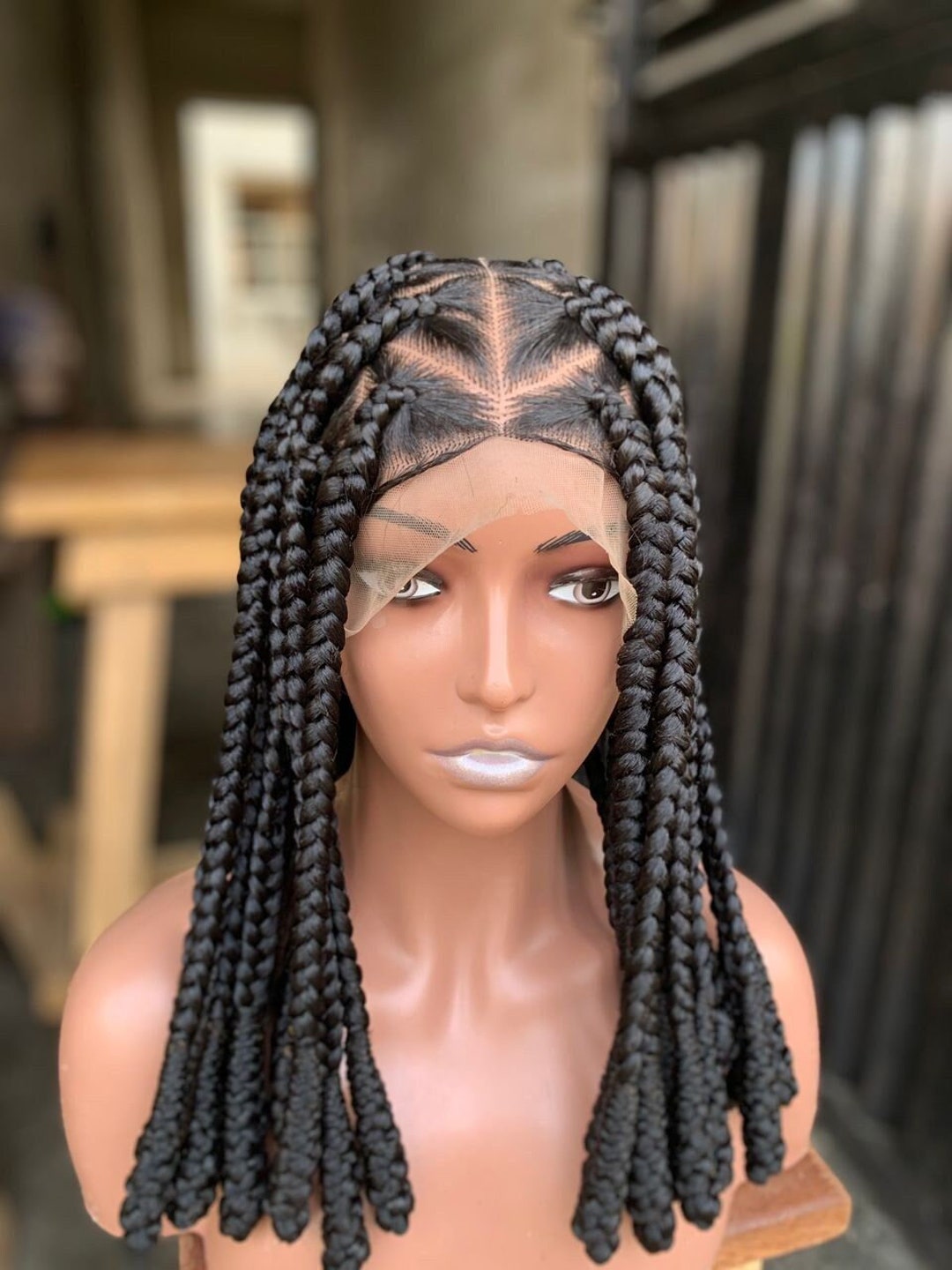 Braided Wig, Triangle Braid, Custom Made Wig, Box Braids,, Full Lace ...