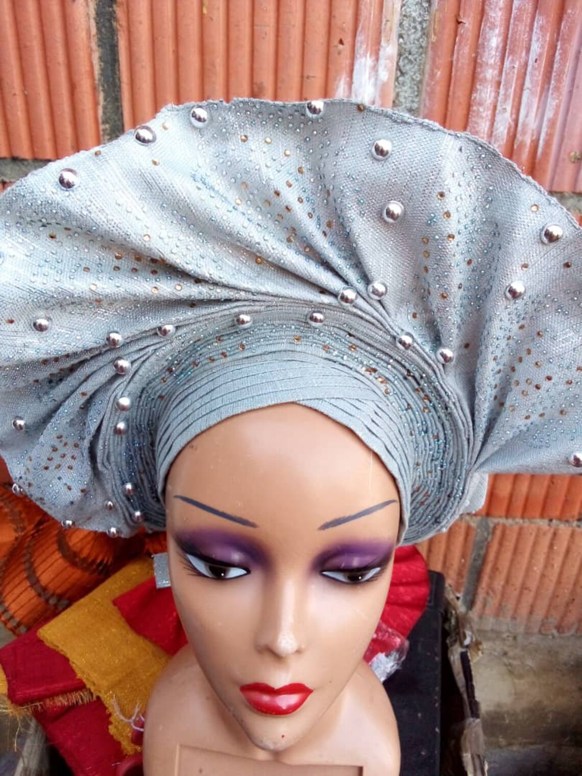 Embellished Aso Oke Auto Gele Asooke Geleafrican Fashion - Etsy