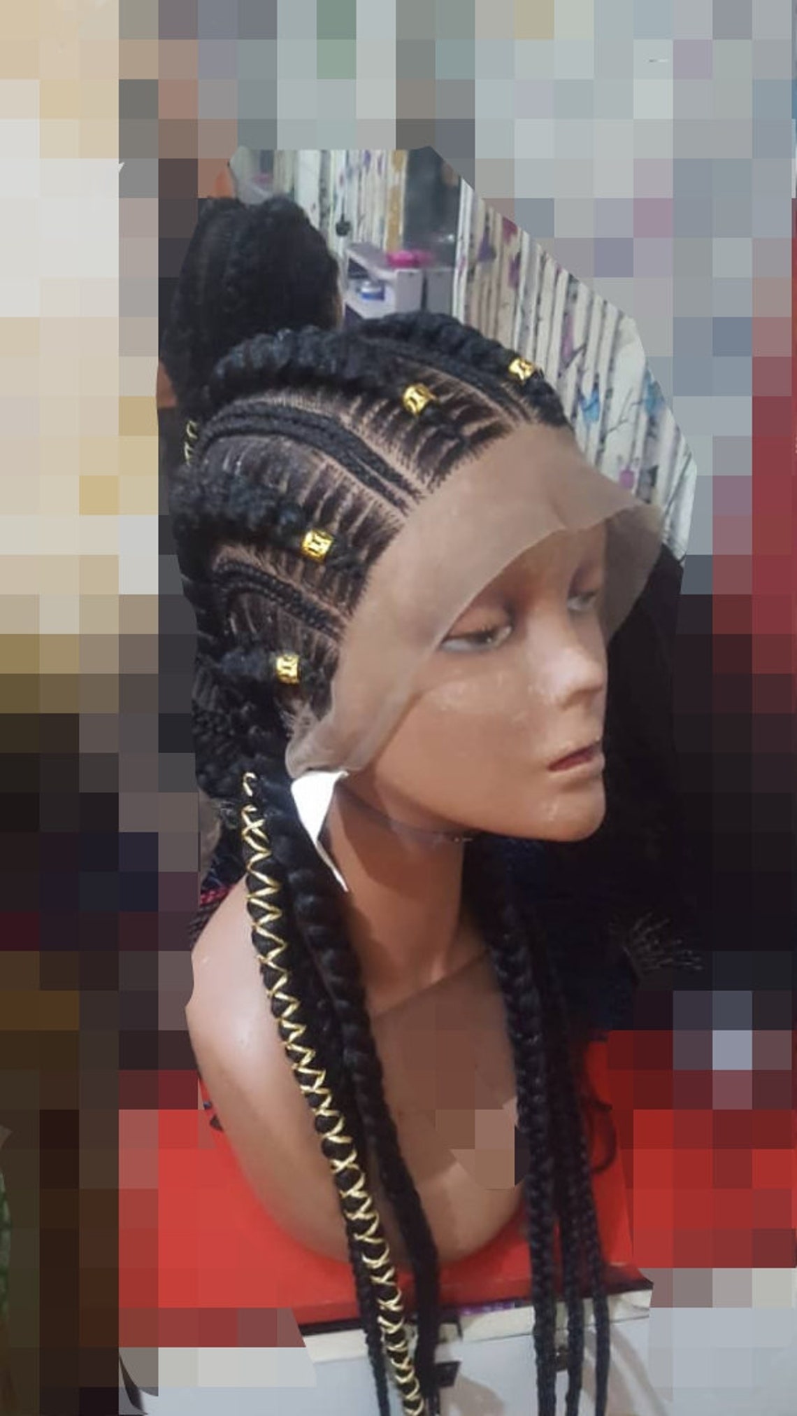 Braided Wiglarge Cornrow Braided Wig Full Lace Cornrows - Etsy