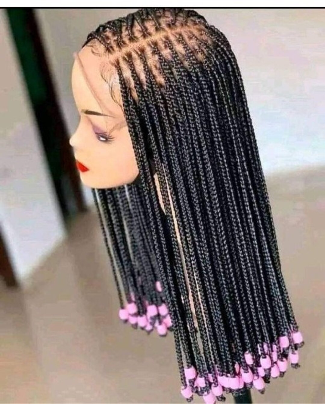 Braided Wig,beaded Braided Wig/ Box Braid/ French Braid/senegalese ...