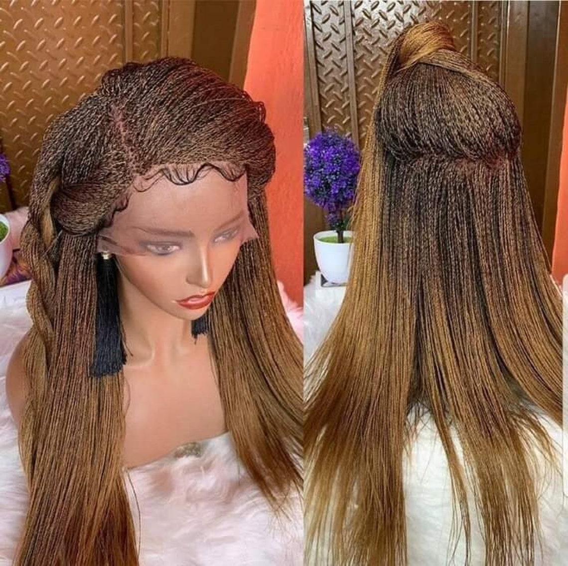 Braided Wig Micro Million Braided Wig Million Braids Lace Etsy