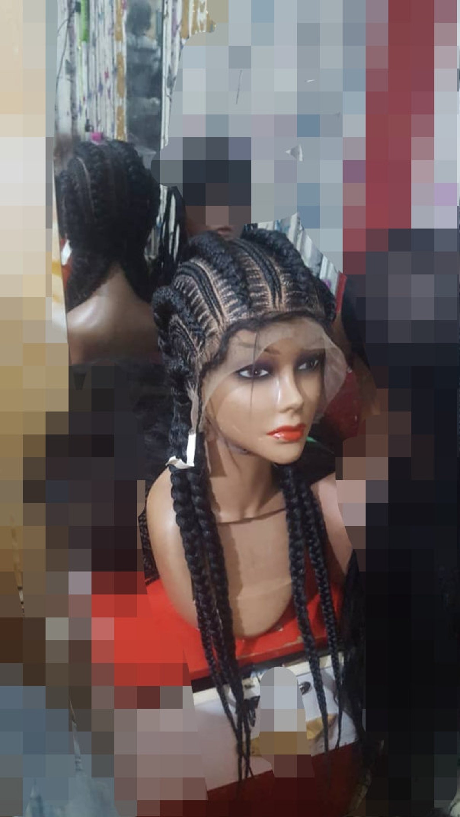 Braided Wiglarge Cornrow Braided Wig Full Lace Cornrows - Etsy