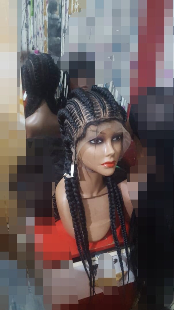 Braided Wiglarge Cornrow Braided Wig Full Lace Cornrows - Etsy