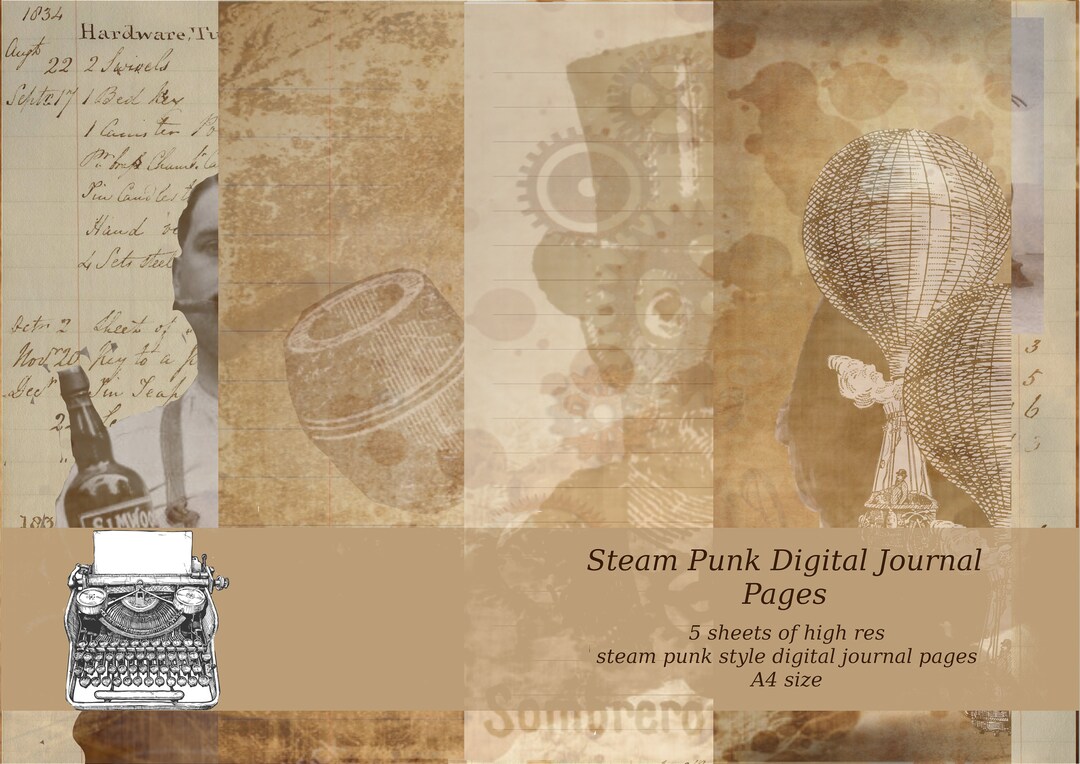 Steam Punk Printable Digital Papers - Etsy