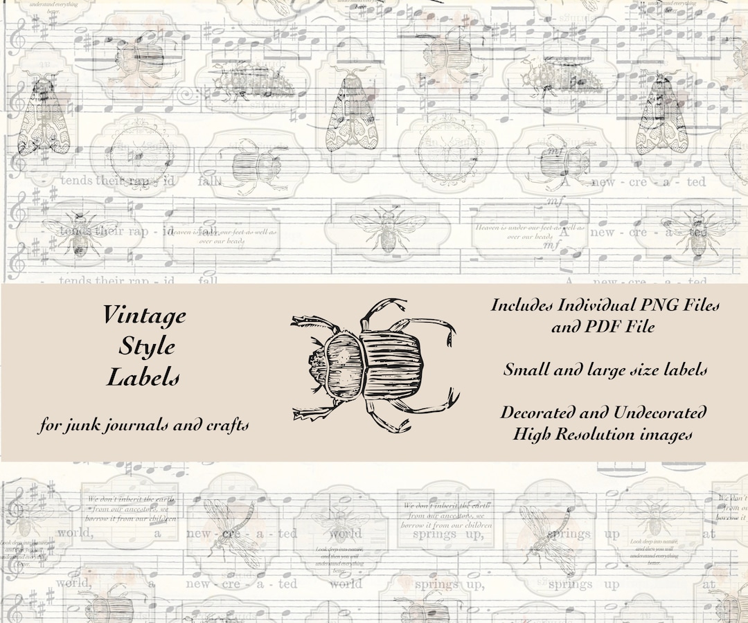Vintage Style Labels in PDF and PNG Digital Format for Junk Journals ...