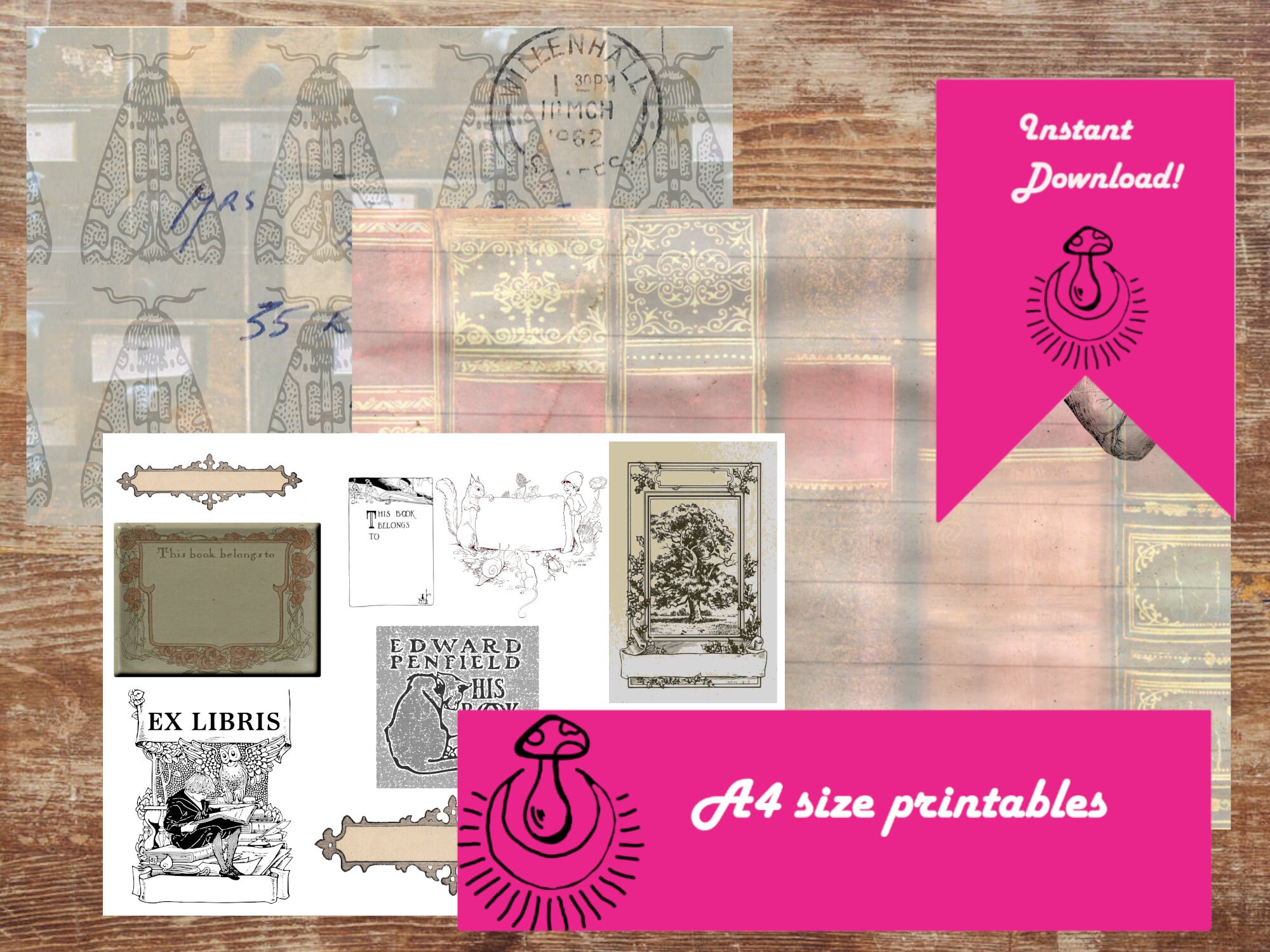 Book Lovers Digital Kit: Book Lovers Pages, Ephemera, Bookmarks ...