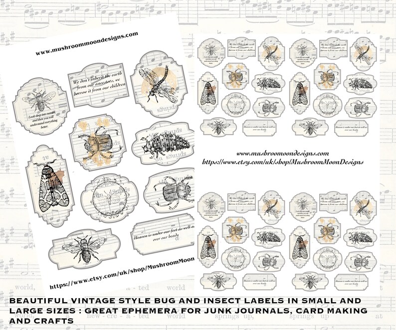 Vintage Style Labels in PDF and PNG Digital Format for Junk Journals ...