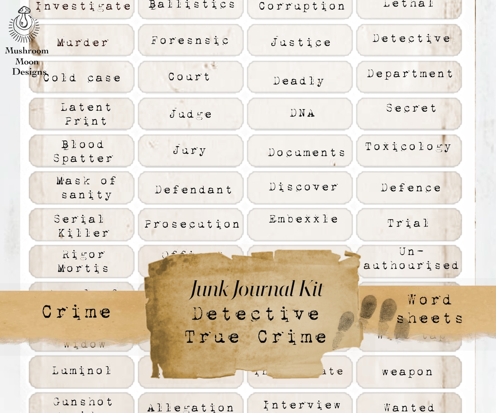 Vintage Detective, True Crime Themed Digital Paper Kit With Fussy Cuts ...