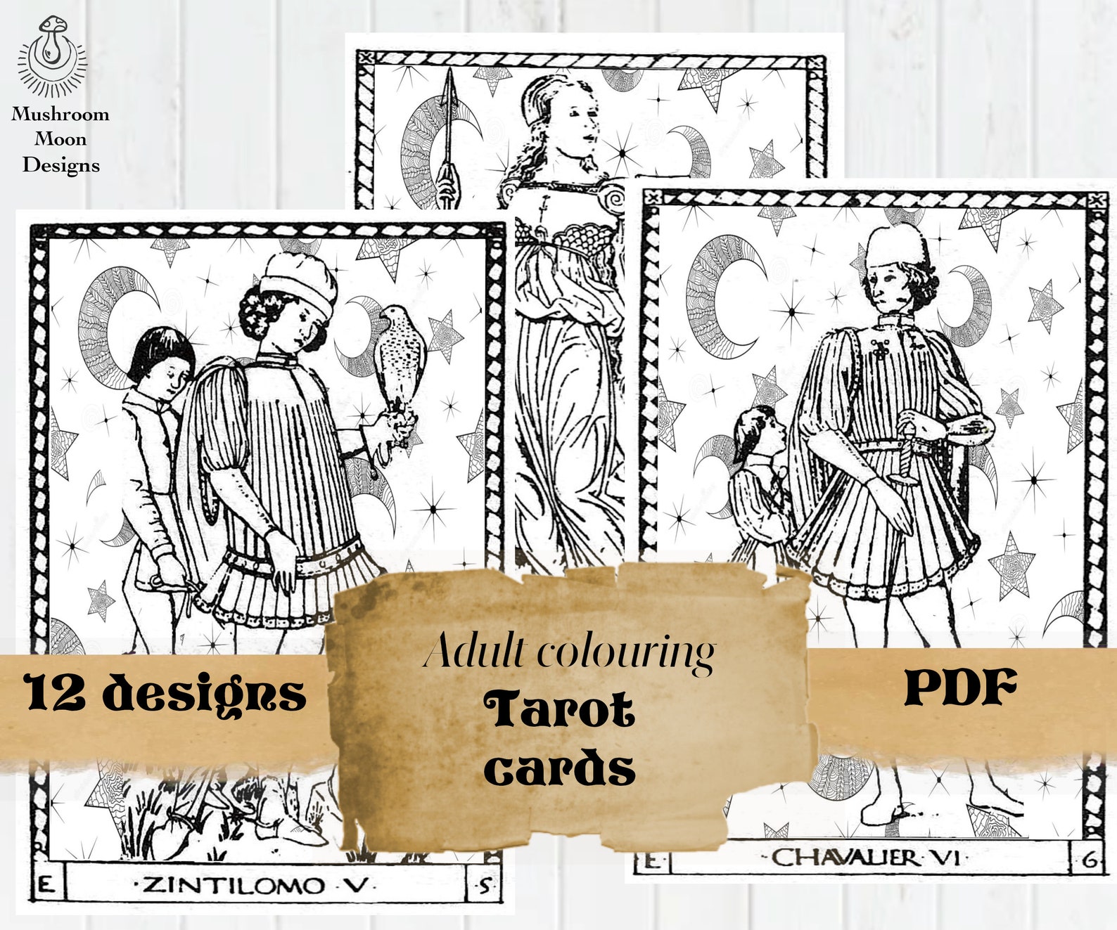 Adult Colouring Pages Tarot Card Style A4 PDF Print at Home - Etsy