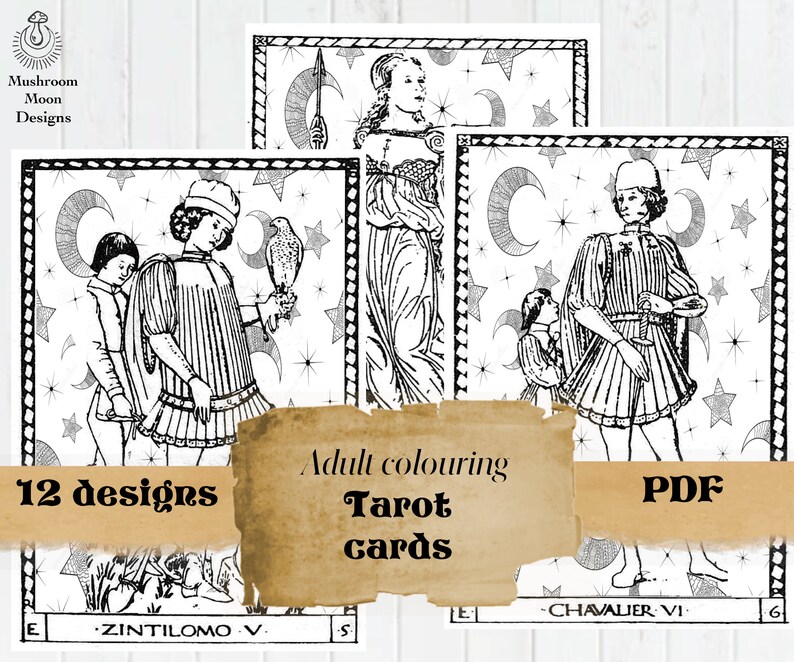 Adult Colouring Pages Tarot Card Style A4 PDF Print at Home Colouring ...