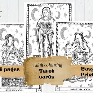 Adult Colouring Pages Tarot Card Style A4 PDF Print at Home Colouring ...